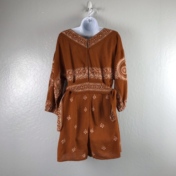 Free People | Pants & Jumpsuits | Free People Azalia Romper Brown ...